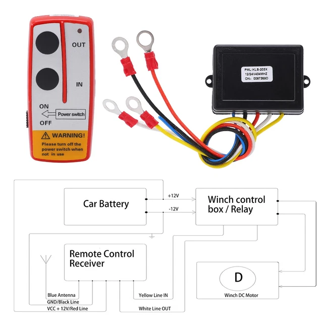 WINCH WIRELESS REMOTE Control Kit Interference Resistant Switch Handset ...