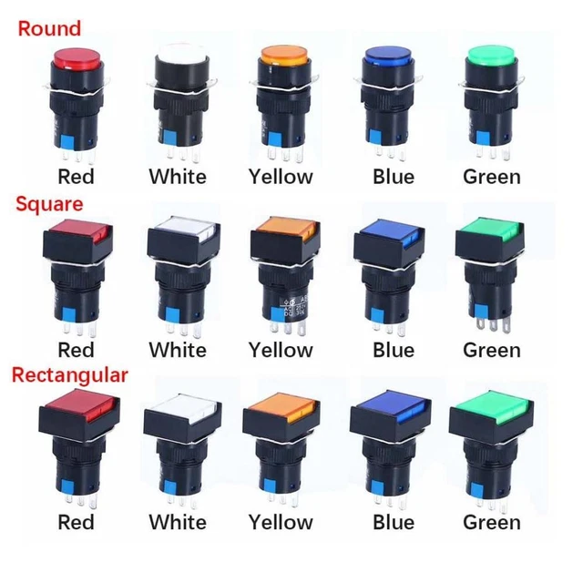 ROUND/SQUARE/RECTANGULAR PUSH BUTTON Switch LA16 Start/Stop Power ...