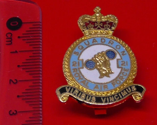 RAF ROYAL AIR Force Enamel Pin Badge No 21 Squadron Queens Crown £8.99 ...