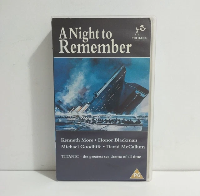 A NIGHT TO Remember VHS Video Tape Titanic 1958 Vintage Black And White ...