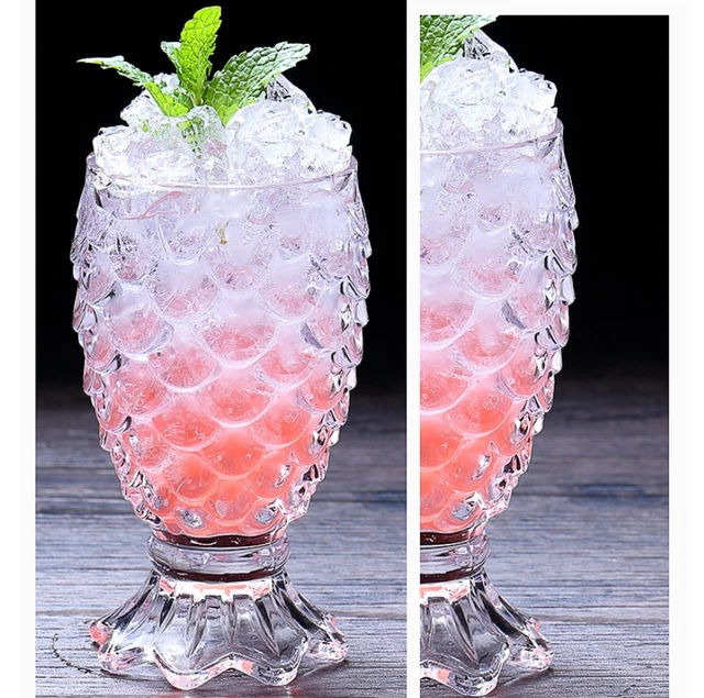 3D MERMAID FISH Tail Crystal Clear Glass Shake Cocktail Smoothie Cup ...