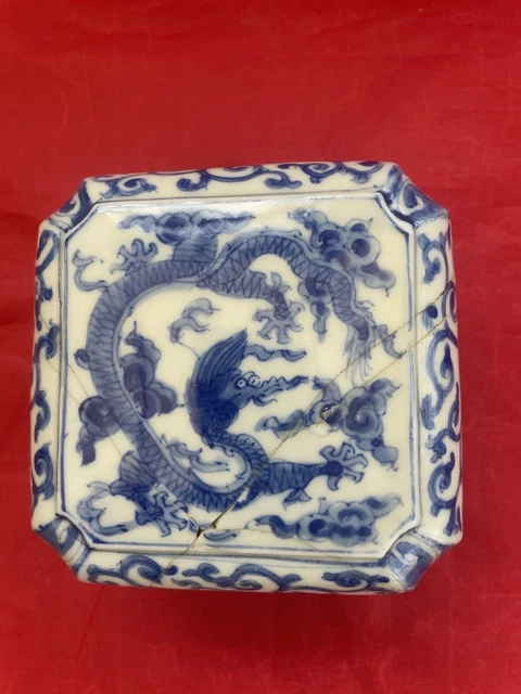CHINESE MING BOX,PROBABLY Wanli Dragon Blue & White £2,479.00 - PicClick UK