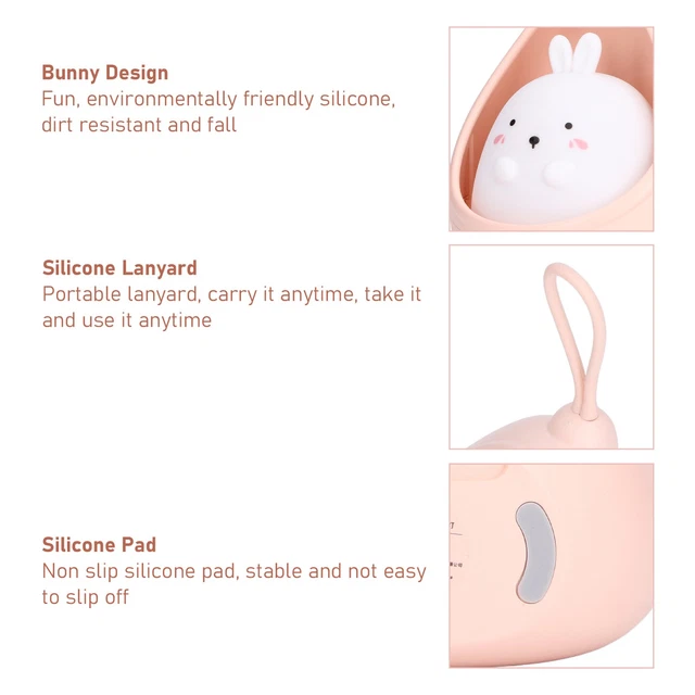 NIGHT LIGHT WHITE Bunny Shape LED Kids Induction Night Lamp With USB ...