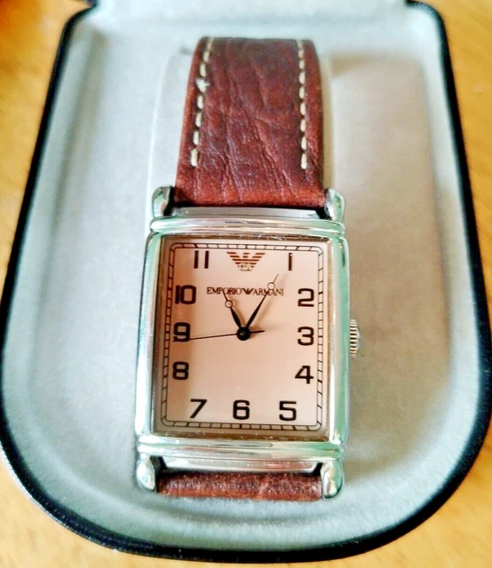 EMPORIO ARMANI ART deco style Stainless Steel Tank Watch AR-0203 ...