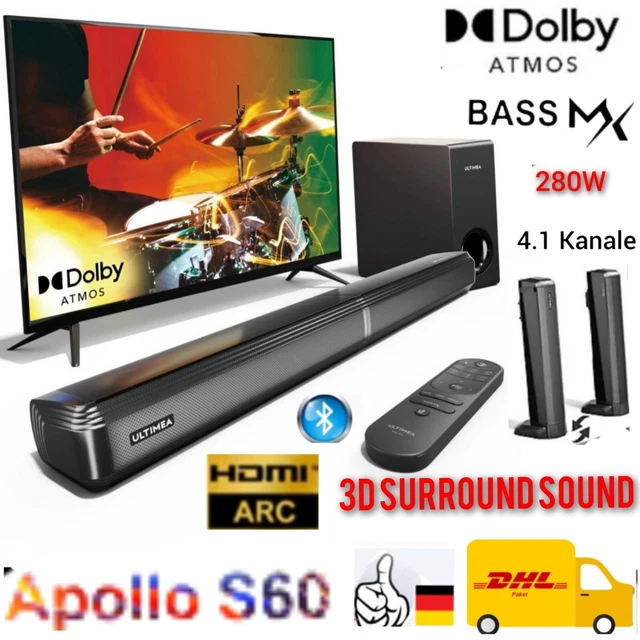 ULTIMEA APOLLO S60 4,1-Kanal Soundbar Dolby Atmos Subwoofer 2-in-1 ...