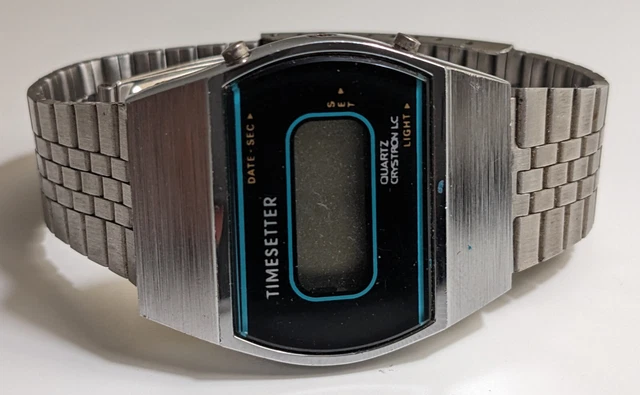 RARE VINTAGE TIMESETTER Quartz Crystron LC Retro Digital Watch MOI 238 ...