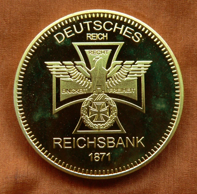 GEDENKMÜNZE, MEDAILLE, VERGOLDET, Deutsche Reichsbank, 40 mm EUR 14,00 - PicClick DE