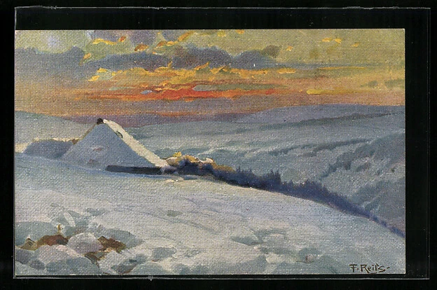 KÜNSTLER-AK FRITZ REISS: Winter im Schwarzwald, eingeschneite Landschaft EUR 5,00 - PicClick DE