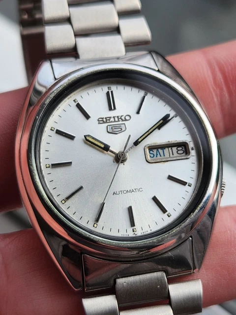 VINTAGE 1981, SILVER, SEIKO 5 Men's Automatic Day/Date Watch, 7009-3040 £77.00 - PicClick UK