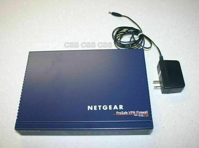 NETGEAR PROSAFE VPN Firewall 8-Port Router Model FVS318 Plus AC Adapter ...