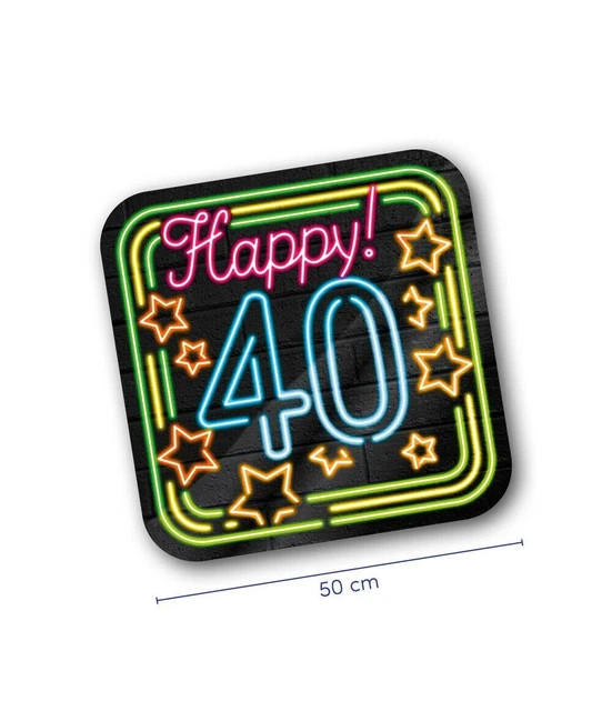 40TH BIRTHDAY NEON Lights Cutout Birthday Party Decorations - 50Cm £10. ...