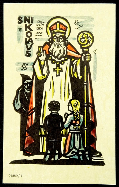 ST NICHOLAS OF Myra Saint Nikolaus Vintage Holy Card St Nick Nicolas ...