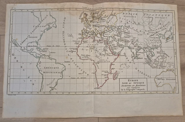 MAPPE-MONDE WELTKARTE WORLD MAP Guthrie/ Blondeau, 1802 EUR 9,00 ...