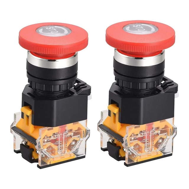 22MM MOUNTING LATCHING Emergency Stop Push Button Switch AC250V 10A 1NO 1NC 2pcs EUR 14,40 ...