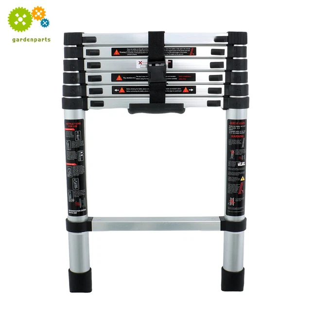 8.5FT 330LBS ALUMINUM Telescopic Ladder Heavy Duty Folding Extension ...