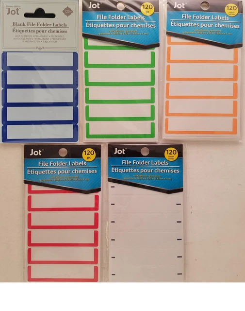 FILE FOLDER LABELS Label Color Coded Self Adhesive 120/Pk, Select Trim ...