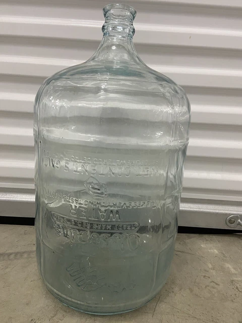 VINTAGE CRISA 5 Gallon Absopure Blue Tinted Glass Bottle Jug Carboy ...
