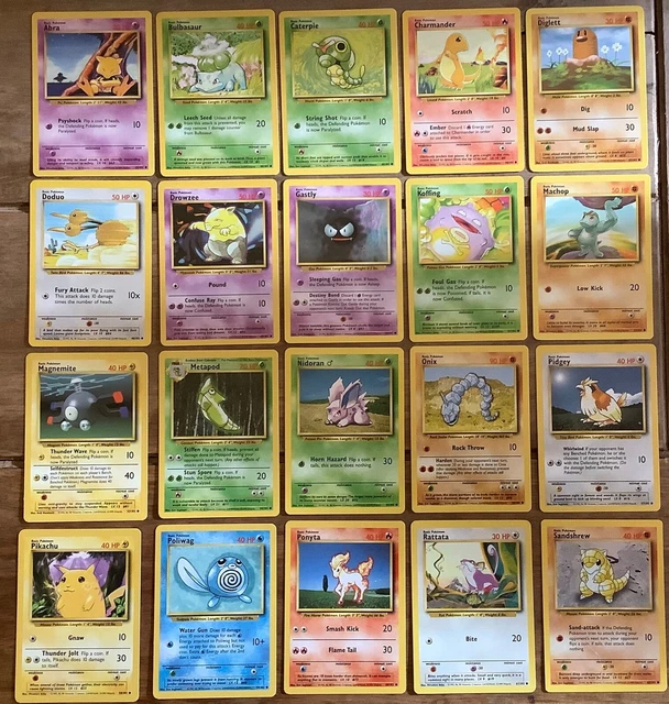 POKEMON BASE SET common All cards, Charmander Pidgey Pikachu Bulbasaur ...