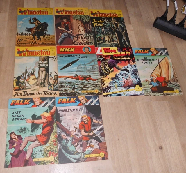 9 LEHNING HEFTE (u.a. Falk, Nick, Winnetou/Karl May usw) Z 2- / 2 -3 ...