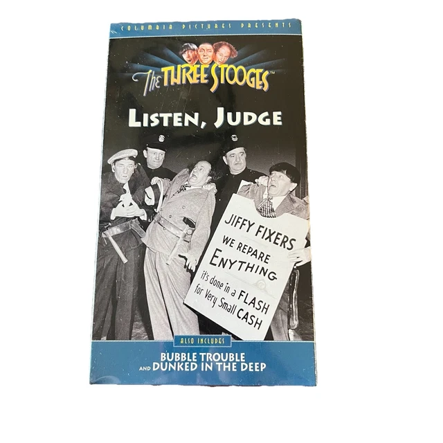 THE THREE STOOGES Listen Judge VHS Vintage Classic New Sealed 1996 £9. ...