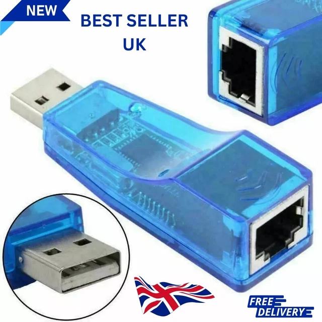 USB TO ETHERNET LAN RJ45 Network Wireless Adaptor Connector Blue uk £3. ...