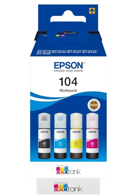 EPSON ECOTANK 104 Multipack New Genuine Printer Ink Set. £23.47 ...