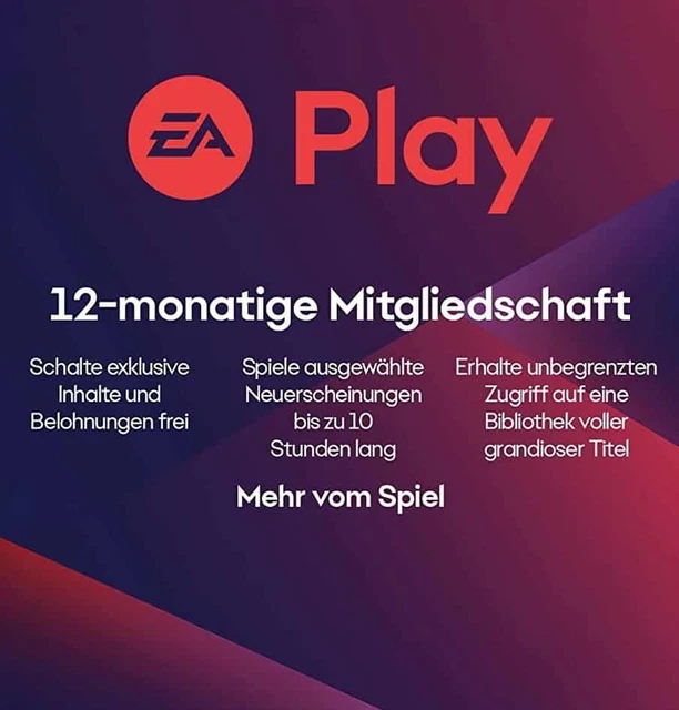 EA PLAY 12 mesi app EA/codice originale email EUR 38,52 - PicClick IT