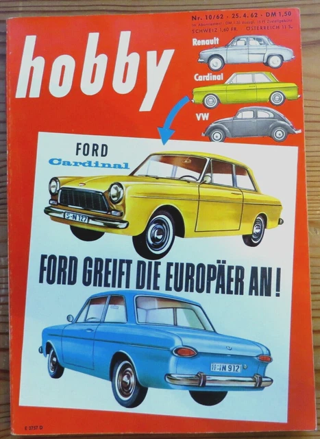 HOBBY 10/62 FORD Cardinal, Kleinflugzeig Jodel Ambassador DR 1050 ...