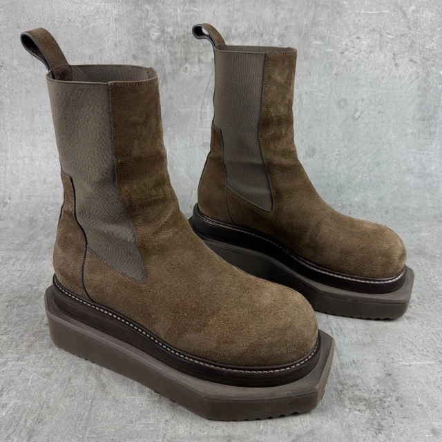 RICK OWENS BEATLE Turbo Cyclops Leather Boots Suede Dust Size 41 £720. ...