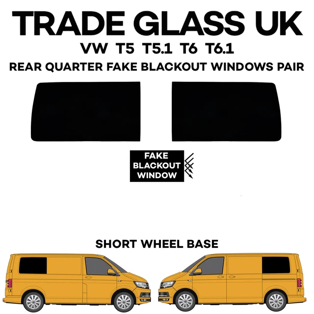 VW T5 TRANSPORTER BLACK OUT Rear Quarter Windows For SWB FAKE WINDOWS £ ...