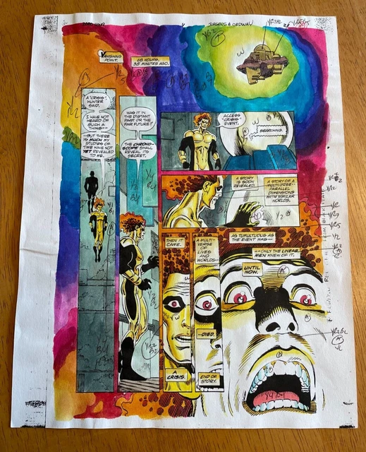 ZERO HOUR #4 ART original COLOR GUIDE 1994 WAVERIDER CHRONO SCOPE DEATH ...