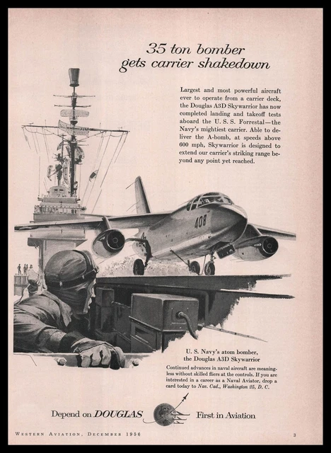 1956 DOUGLAS AIRCRAFT A3D Skywarrior USS Forrestal US Navy Atom Bombers ...