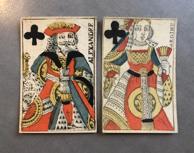 RARE CARTES ROI Reine début 18ème siècle jeu XVIII card game haute ...