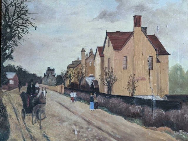 VINTAGE ORIGINAL OIL painting signed by Bill Farr? Victorian street ...