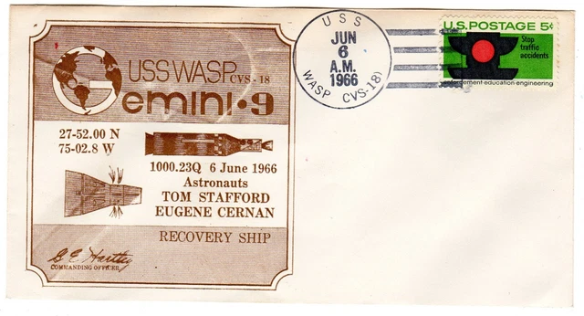 SPACE USS WASP CVS 18 Gemini 9 Primary Recovery Ship Captains Cover 6 ...
