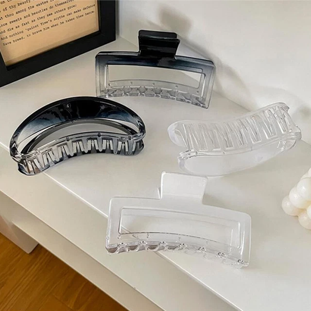 SIMPLE GRADIENT COLOR Acrylic Hair Claws Transparent Hair Clips Hollow ...