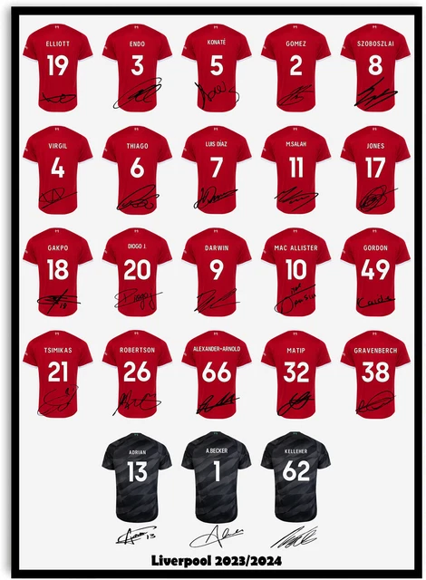 LIVERPOOL 2023-2024 SIGNED Print Photo Poster Squad A4 Football Team £7 ...