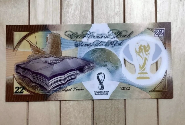 QATAR 22 RIYALS Commemorative Polymer Banknote FIFA WORLD CUP QATAR 2022+FOLDER! $69.25 ...