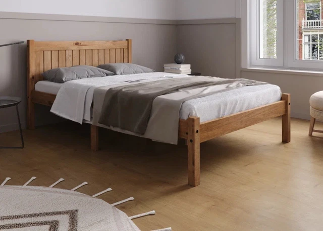BNIB SMALL DOUBLE 4ft Bed Frame Waxed Pine. Collection Only £125.50 ...