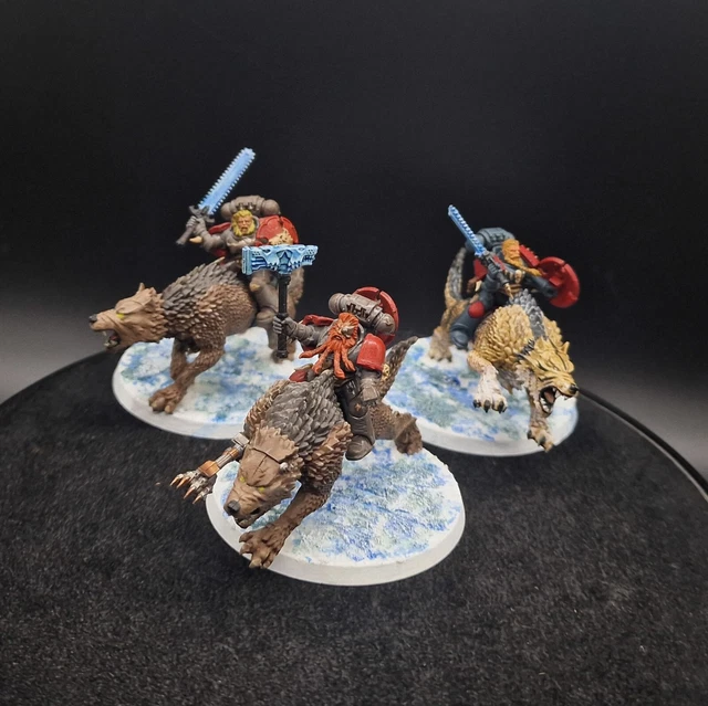 WELL PAINTED WARHAMMER 40k Space wolves thunderwolf cavalry ×3 A2 Games ...