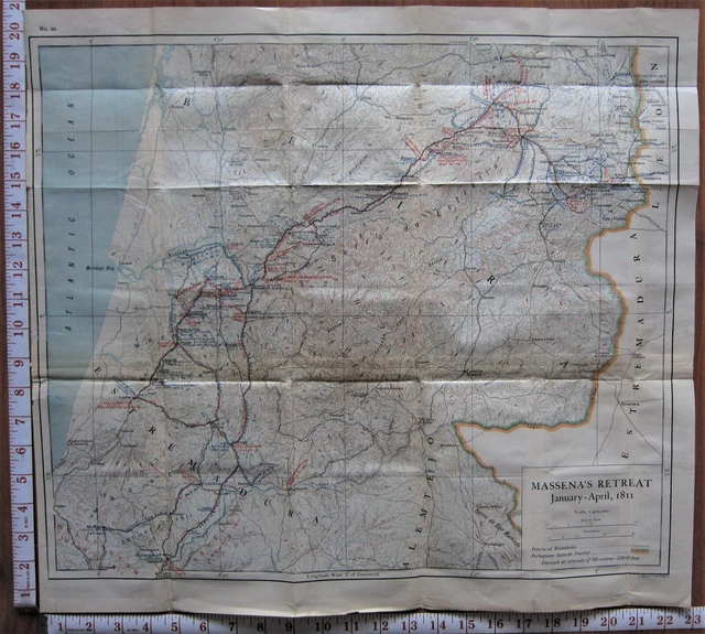 CARTE / BATAILLE Plan MASSENA'S Retreat Jan-Apr 1811 Bottes Cole ...