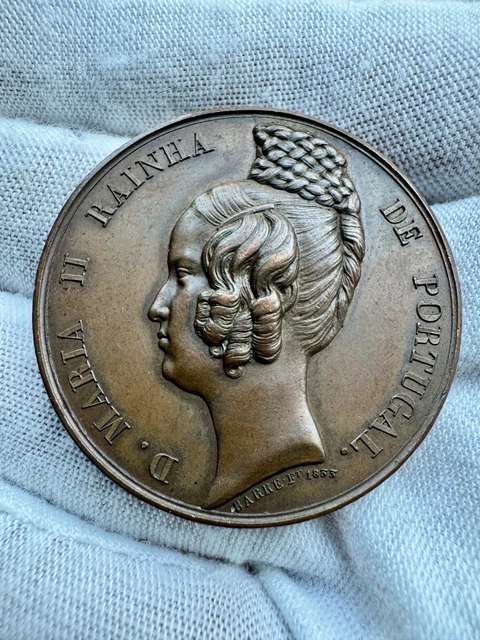 1833 PORTUGAL BRONZE Medal Honour Of Queen Maria By Barre, Rare ...