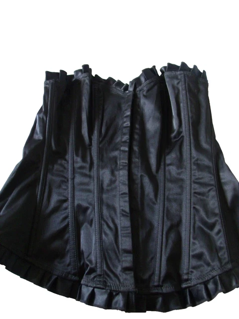 PRIMARK SECRET POSSESSIONS Black Boned Hook & Eye & Lace Up Basque UK 8 ...