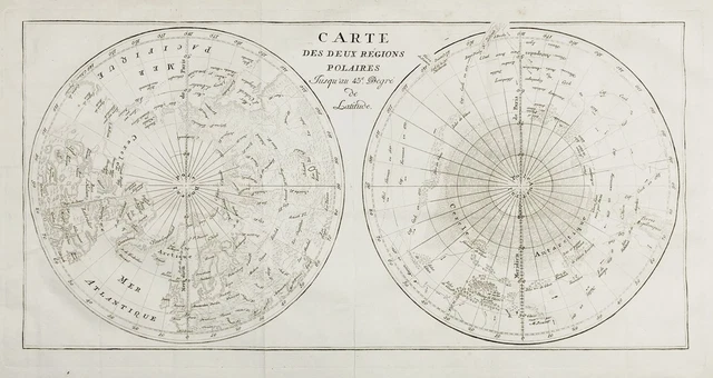 WORLD MAP MAPPEMONDE Poles North Pole South Nordpol Buffon 1783 £95.38 ...
