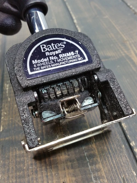 BATES STAMP ROYALL Model No. RNM6-7 Numbering Machine 6 Wheels 7 ...
