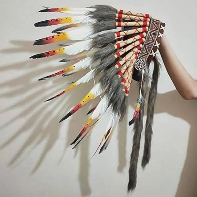 INDIAN HEADDRESS INDIAN Headband Fancy Dress Indian Hat Native American ...