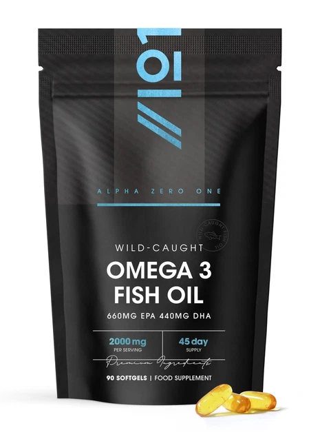 OMEGA 3 WILD Caught Fish Oil 2000mg 660mg EPA 440mg DHA 90 Softgels No ...