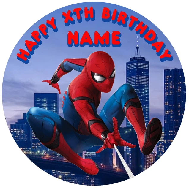 PERSONALISED, EDIBLE, THEMED round cake topper, Spiderman, Avengers ...