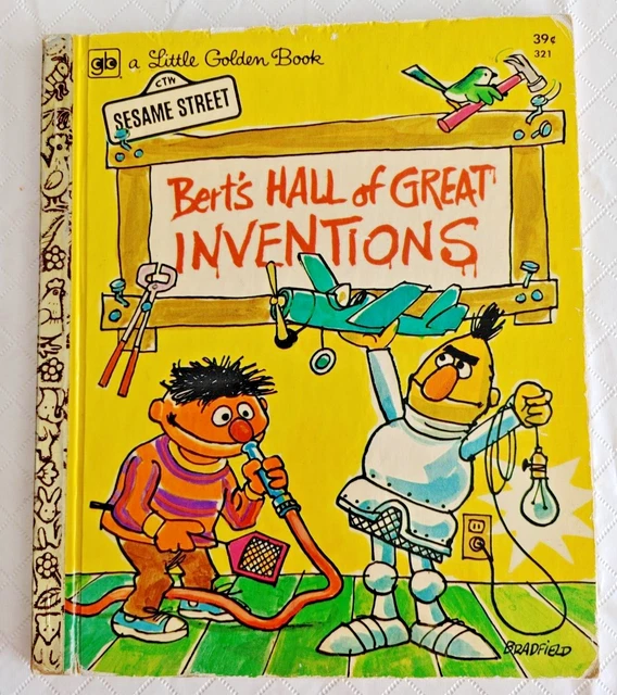 LITTLE GOLDEN BOOK 1972 Sesame Street Bert's Hall of Great Inventions ...