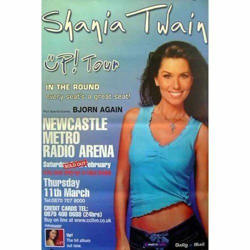 SHANIA TWAIN RIESEN TOURPOSTER GIANT CONCERT POSTER UP TOUR NEWCASTLE ...